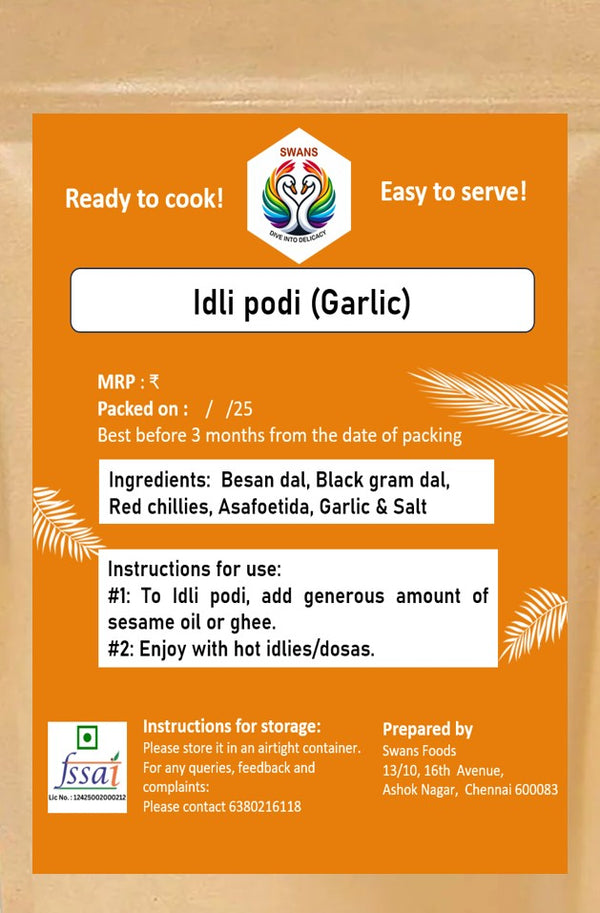 Idli podi (Garlic) – Swans Foods
