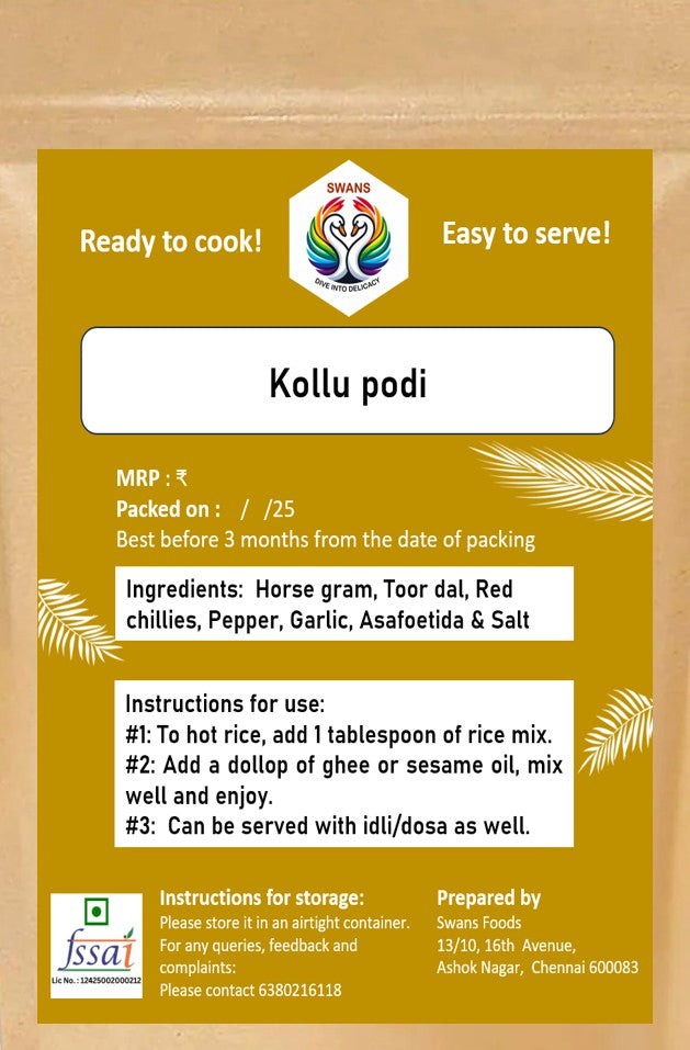 Kollu podi/Horsegram rice mix – Swans Foods